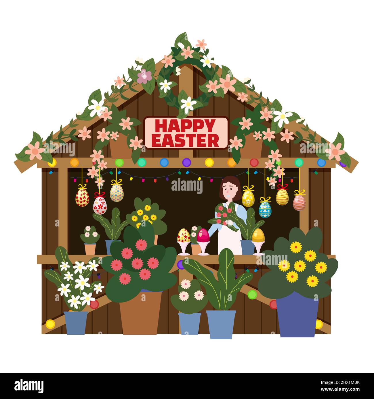 Market stall scene Stock Vector Images - Alamy