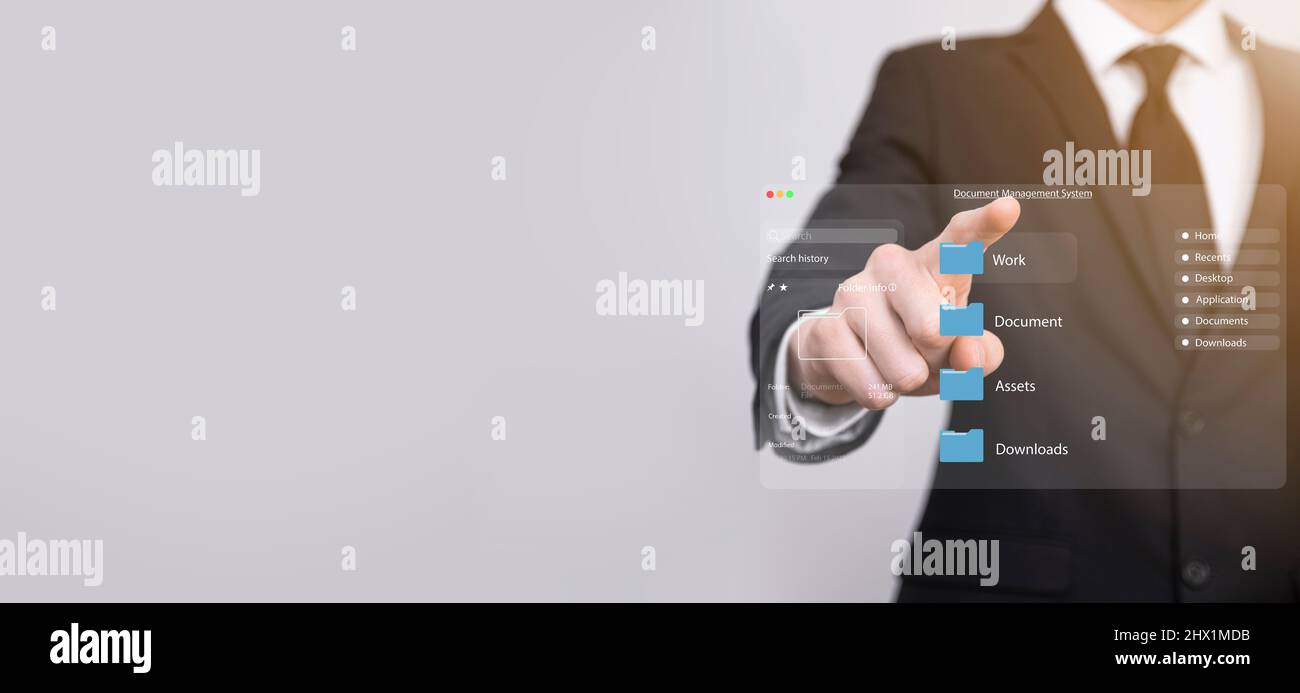 Document management concept. Virtual screen icons Document Management ...