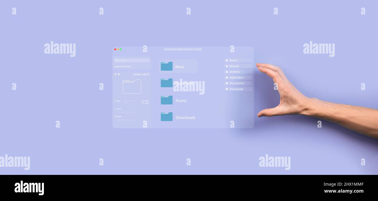 Document management concept. Virtual screen icons Document Management ...