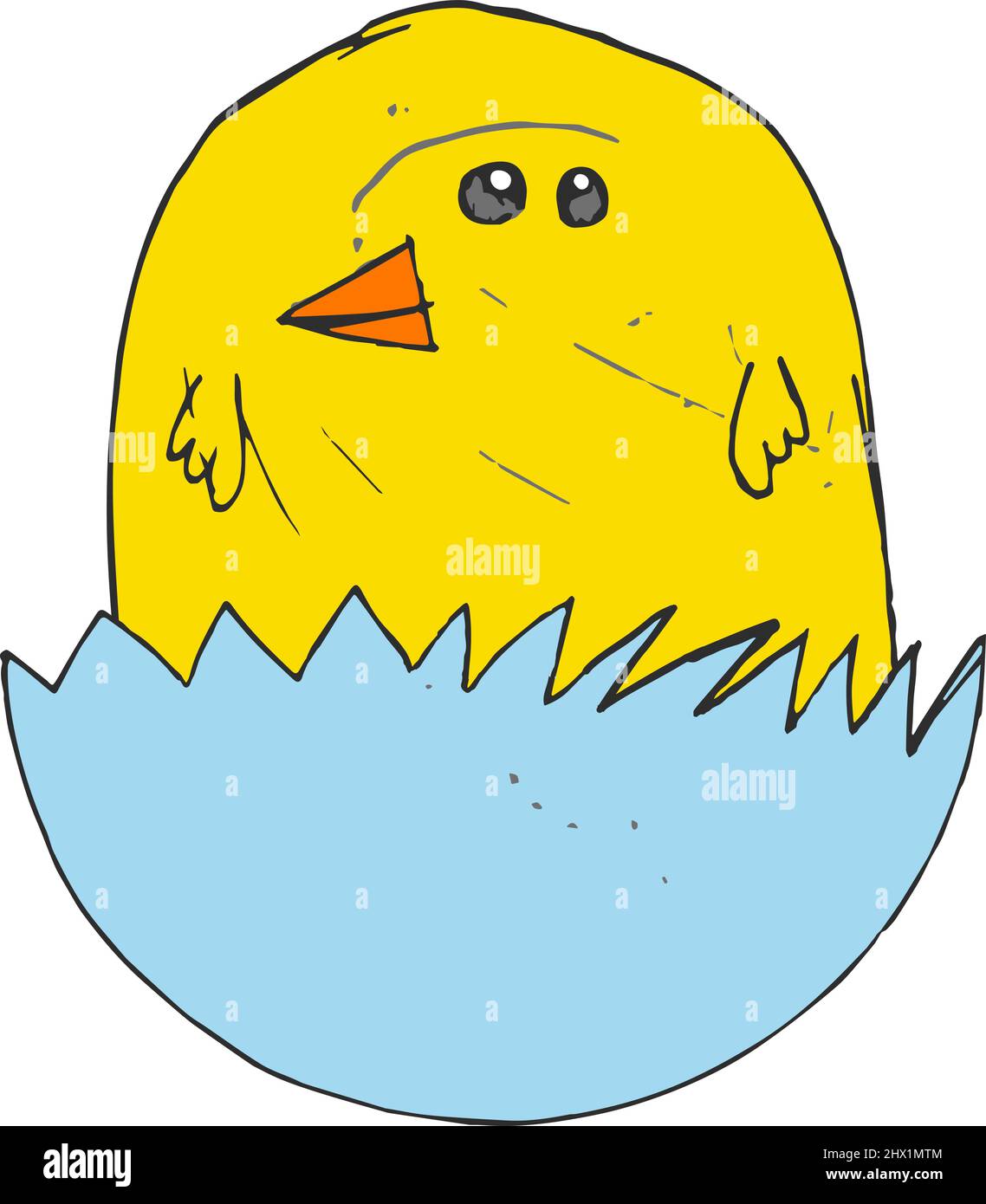 Easter Chick Bird Cartoon Character Kids Drawing Stock Vector Image ...