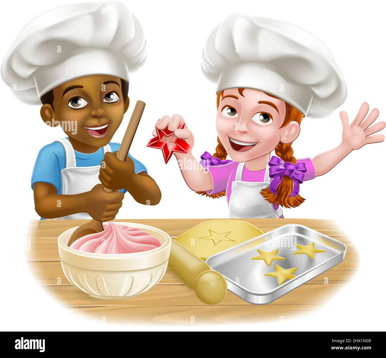 Girl and Boy Cartoon Child Chef Cook Kids Stock Vector Image & Art - Alamy