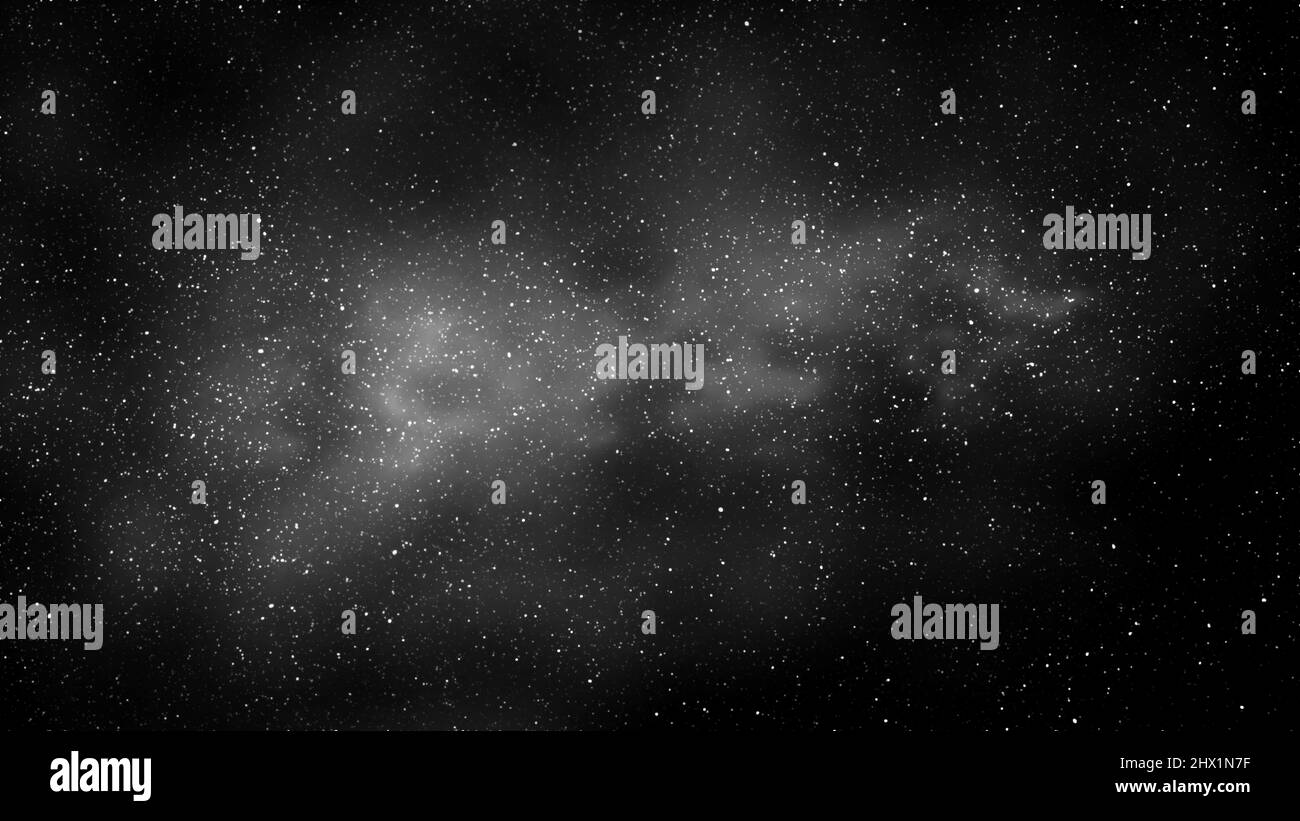 Night black starry sky and bright galaxy, horizontal background. 3d ...