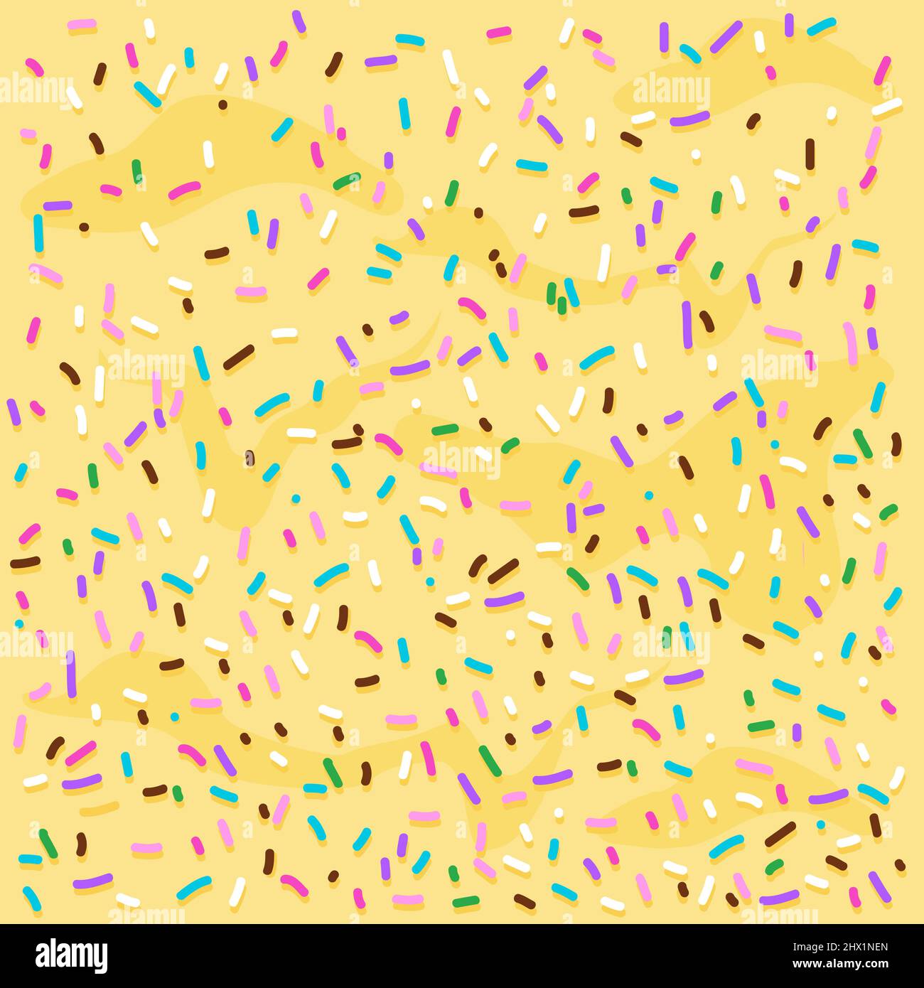 Yellow frosting background with colorful sprinkles. Vector illustration ...