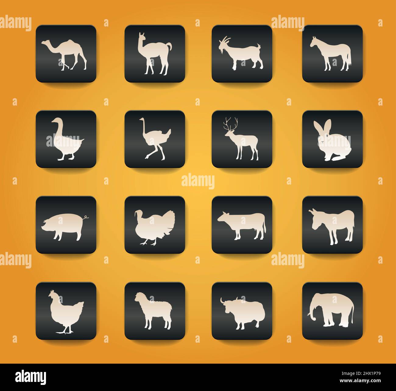 farm animals web icons for user interface design Stock Vector Image ...