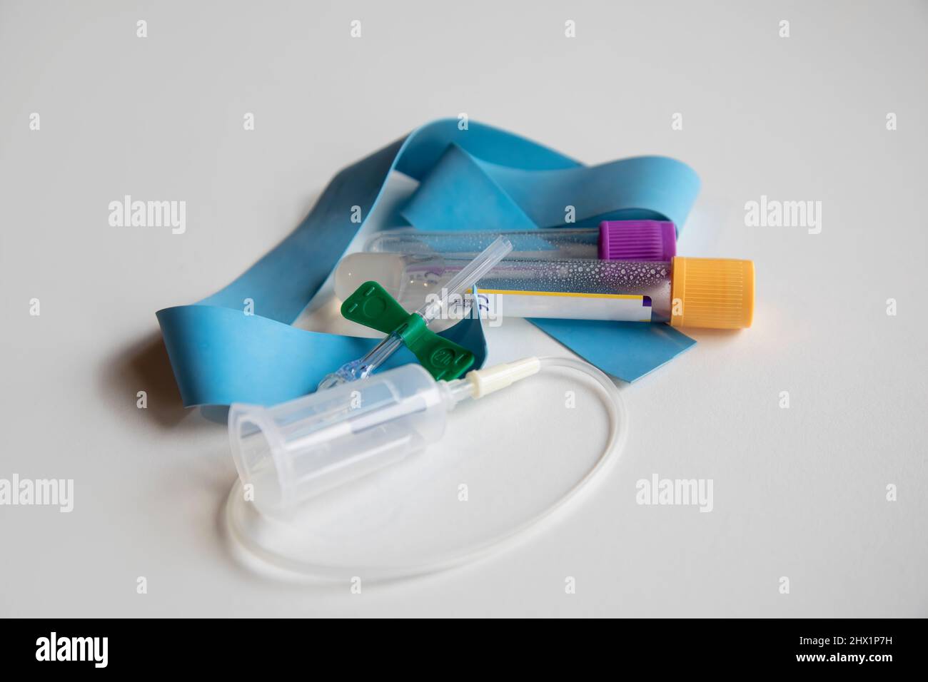 blood test kit on a white background used by nurses Stock Photo - Alamy