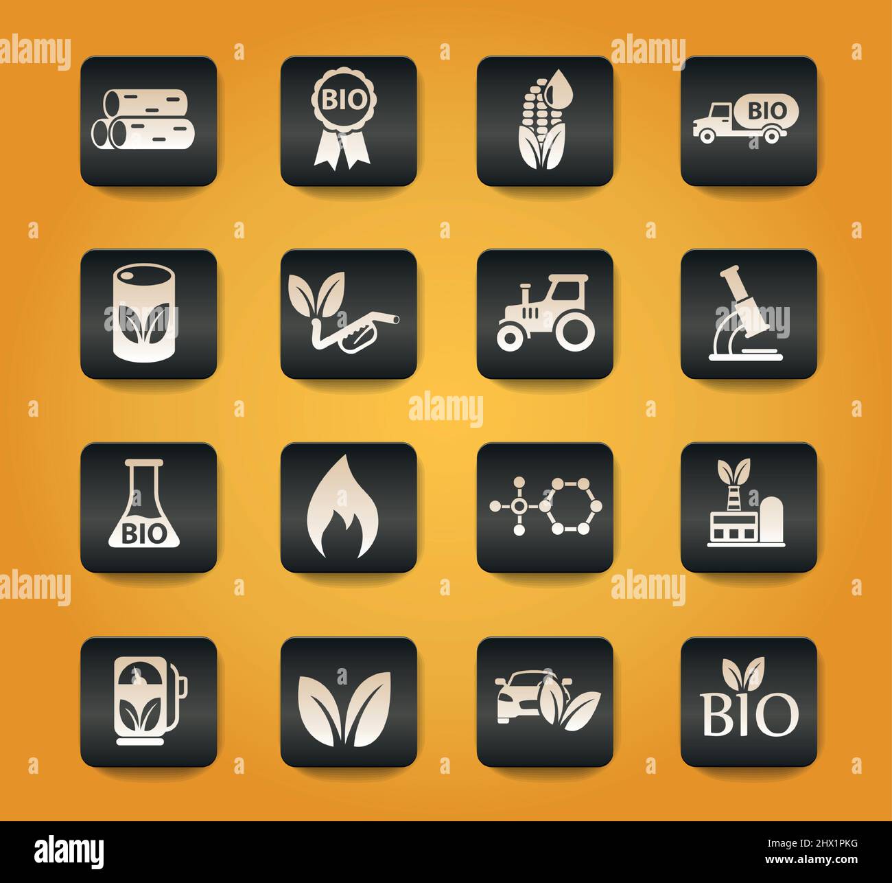 bio fuel symbols on black buttons on yellow background Stock Vector ...