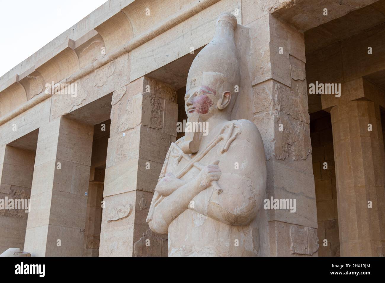 A sculpture of Pharaoh at the Mortuary temple of Hatshepsut near the ...