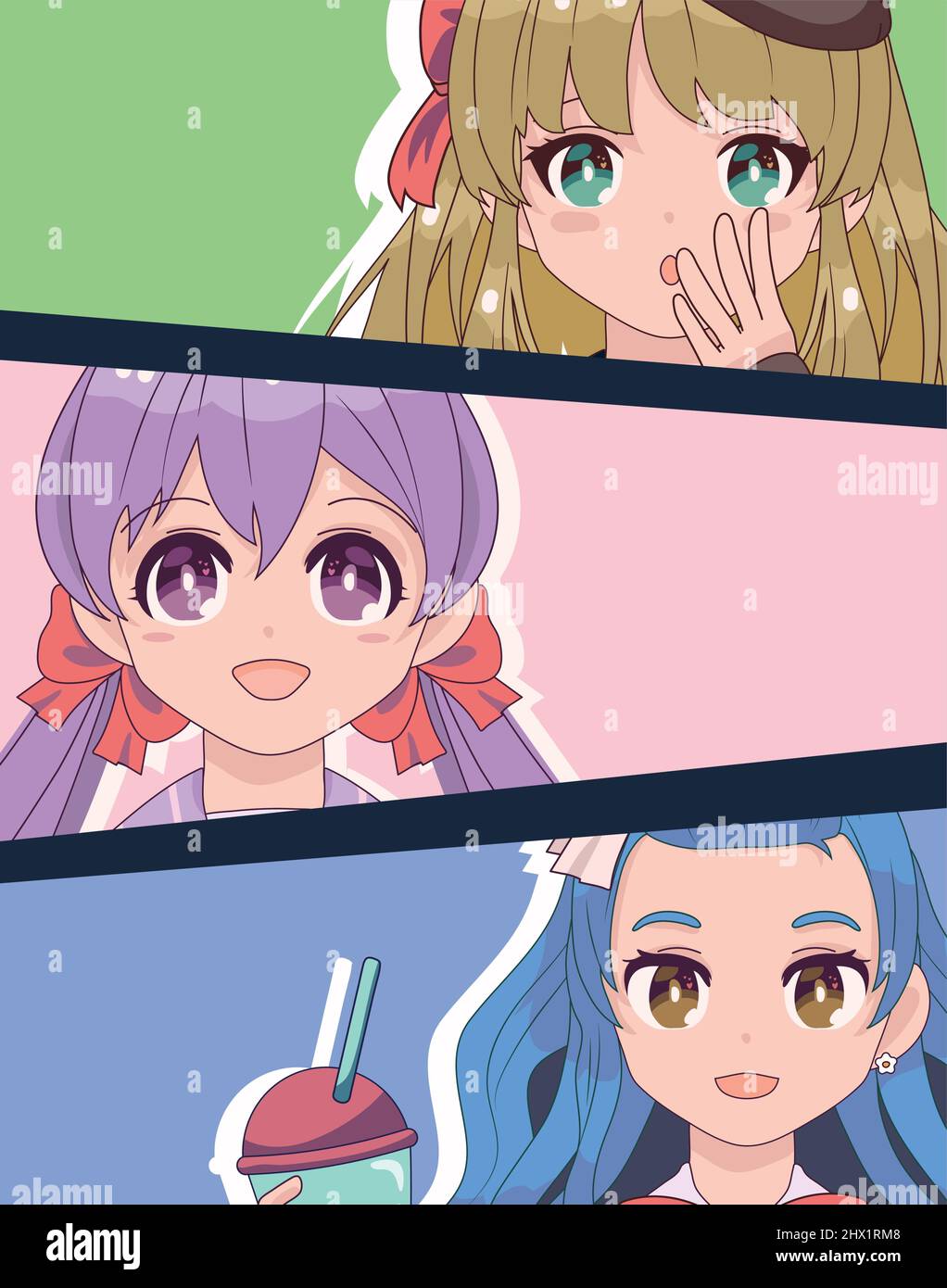 anime girls page comic Stock Vector Image & Art - Alamy