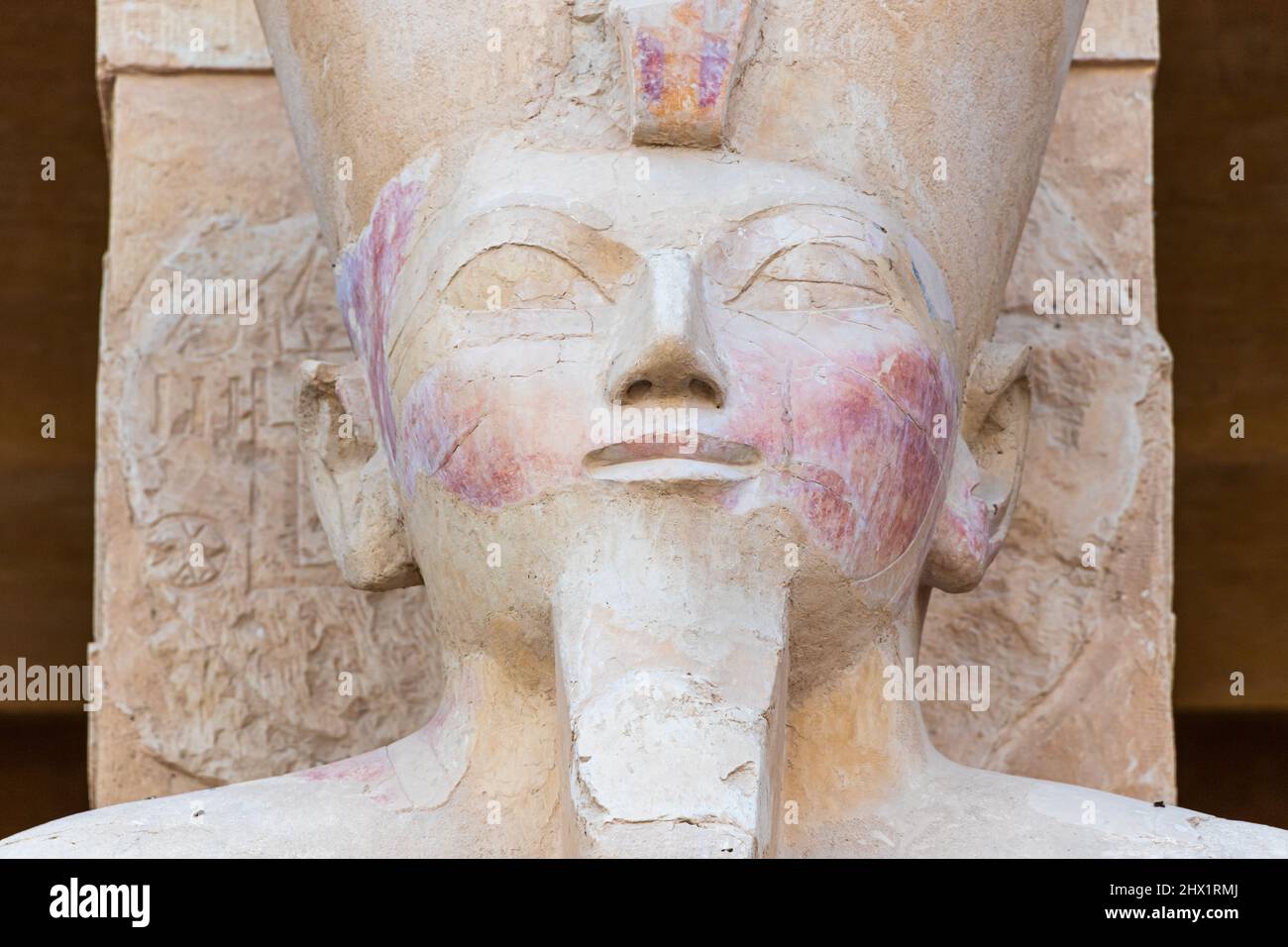 A sculpture of Pharaoh at the Mortuary temple of Hatshepsut near the ...