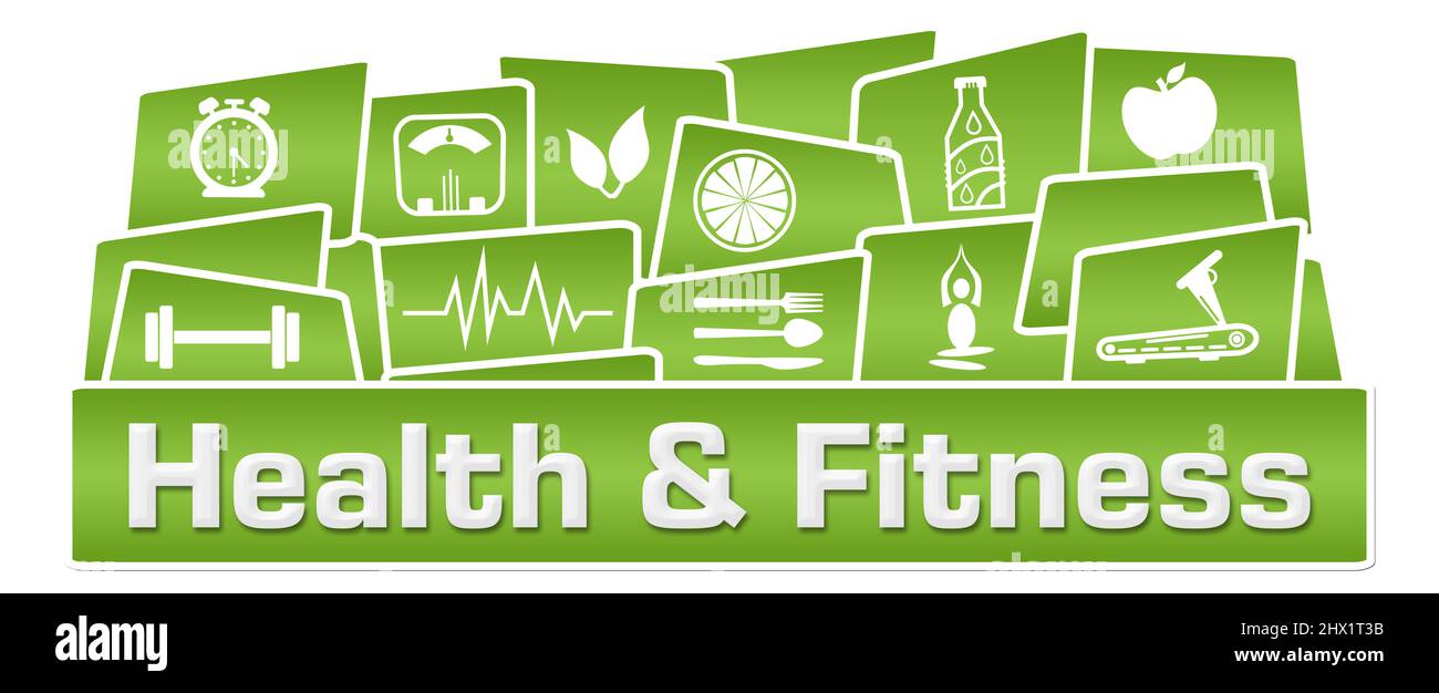 Health And Fitness Green Health Symbols On Top Triangles Stock Photo ...