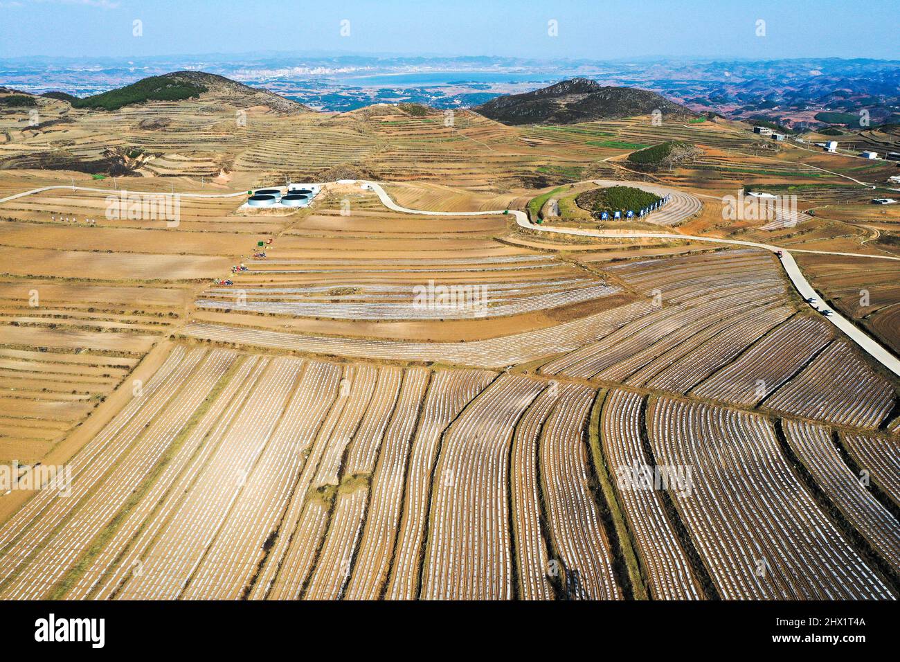 Weining. 8th Mar, 2022. Aerial photo taken on March 8, 2022 shows ...