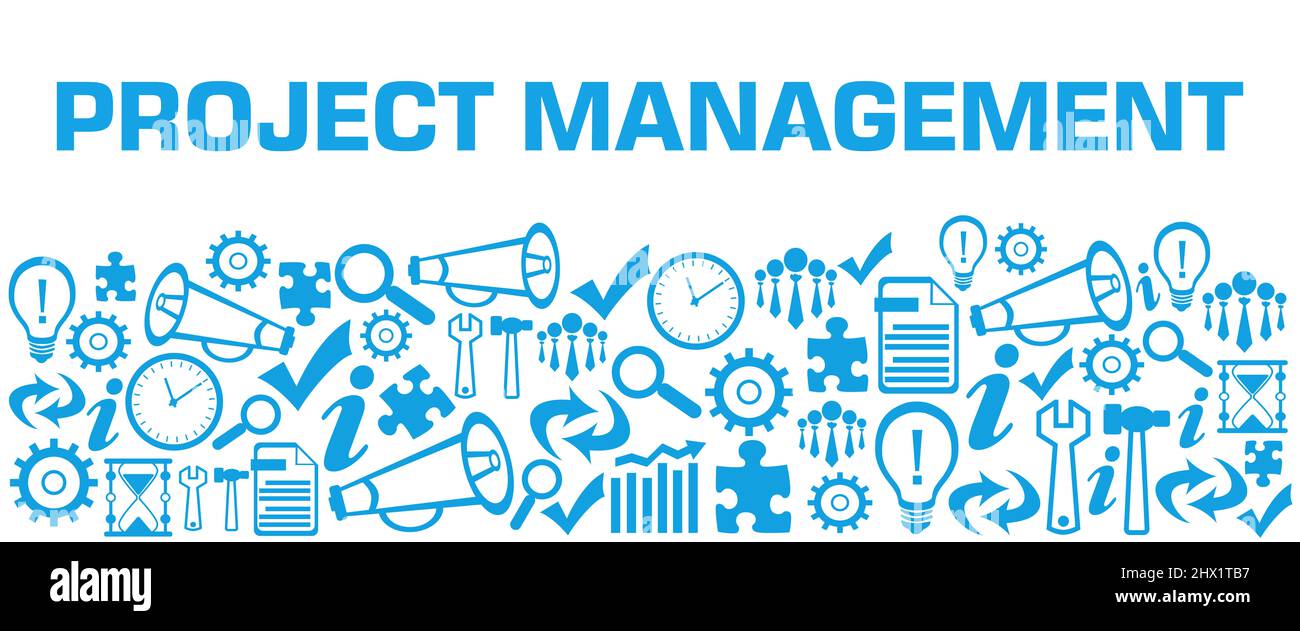 Project Management Blue Business Symbols Background Bottom Stock Photo ...