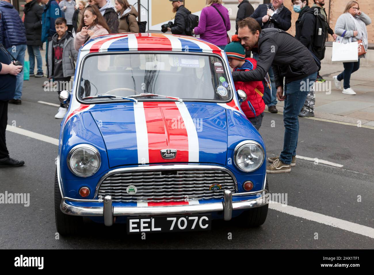 Front view of a 1965, Austin Mini, on display at the 2021 Regents ...