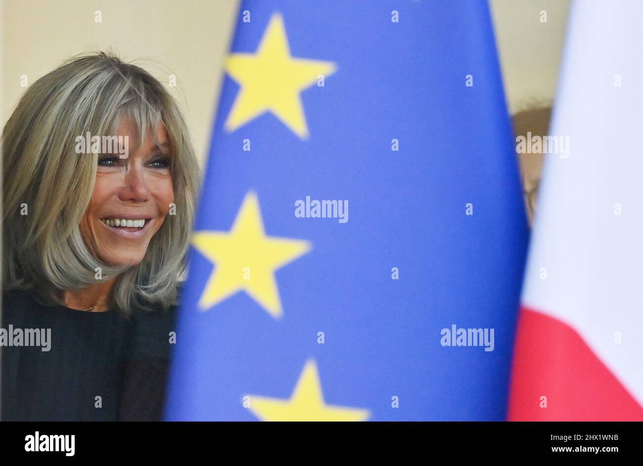 Paris, France, 08/03/2022, First lady Brigitte Macron during a meeting ...