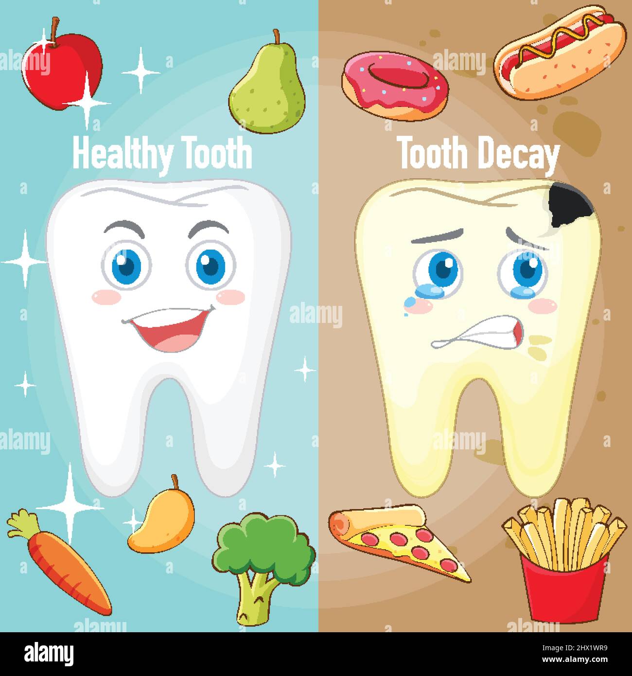 Infographic of healthy tooth and tooth decay illustration Stock Vector ...