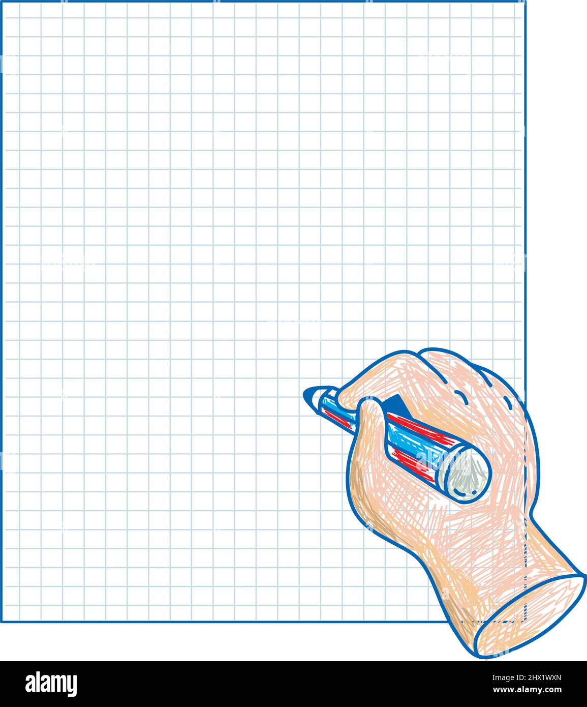 A paper with a doodle design hand and pencil illustration Stock Vector ...