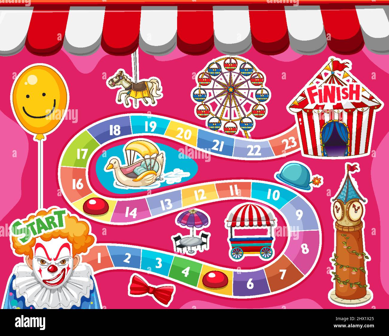Counting numbers game template with circus theme illustration Stock ...