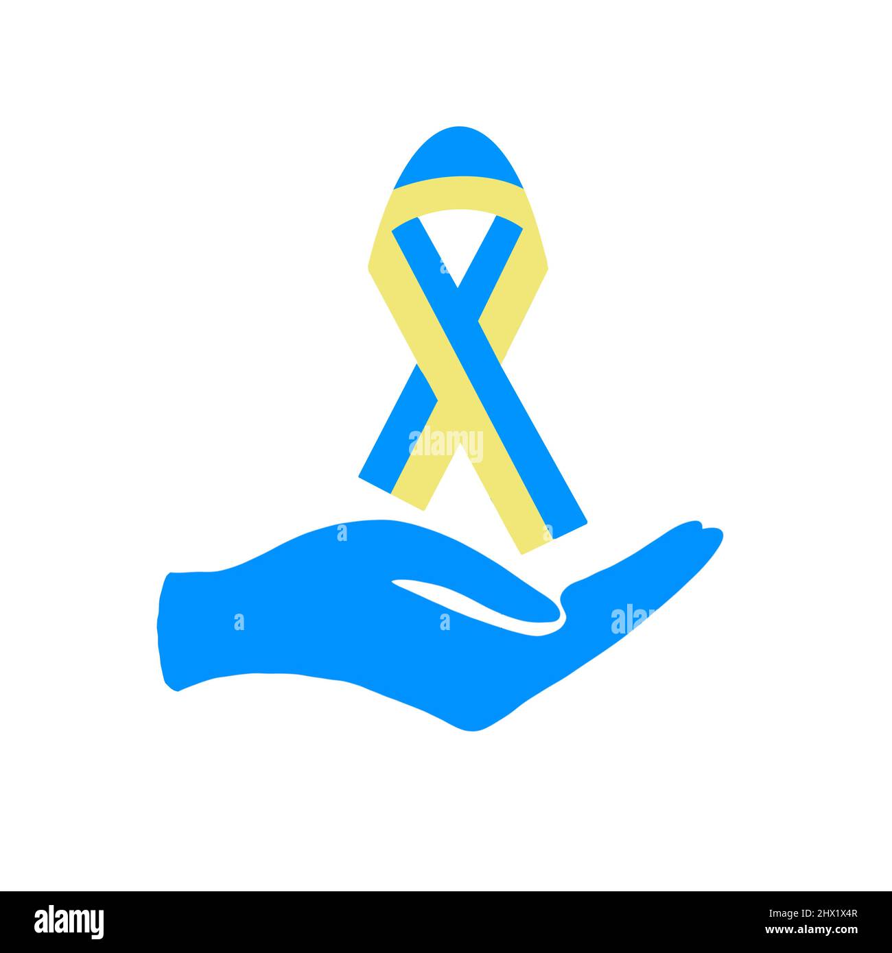 Ukrainian ribbon - peace in Ukraine, stop the war. yellow-blue flag of ...