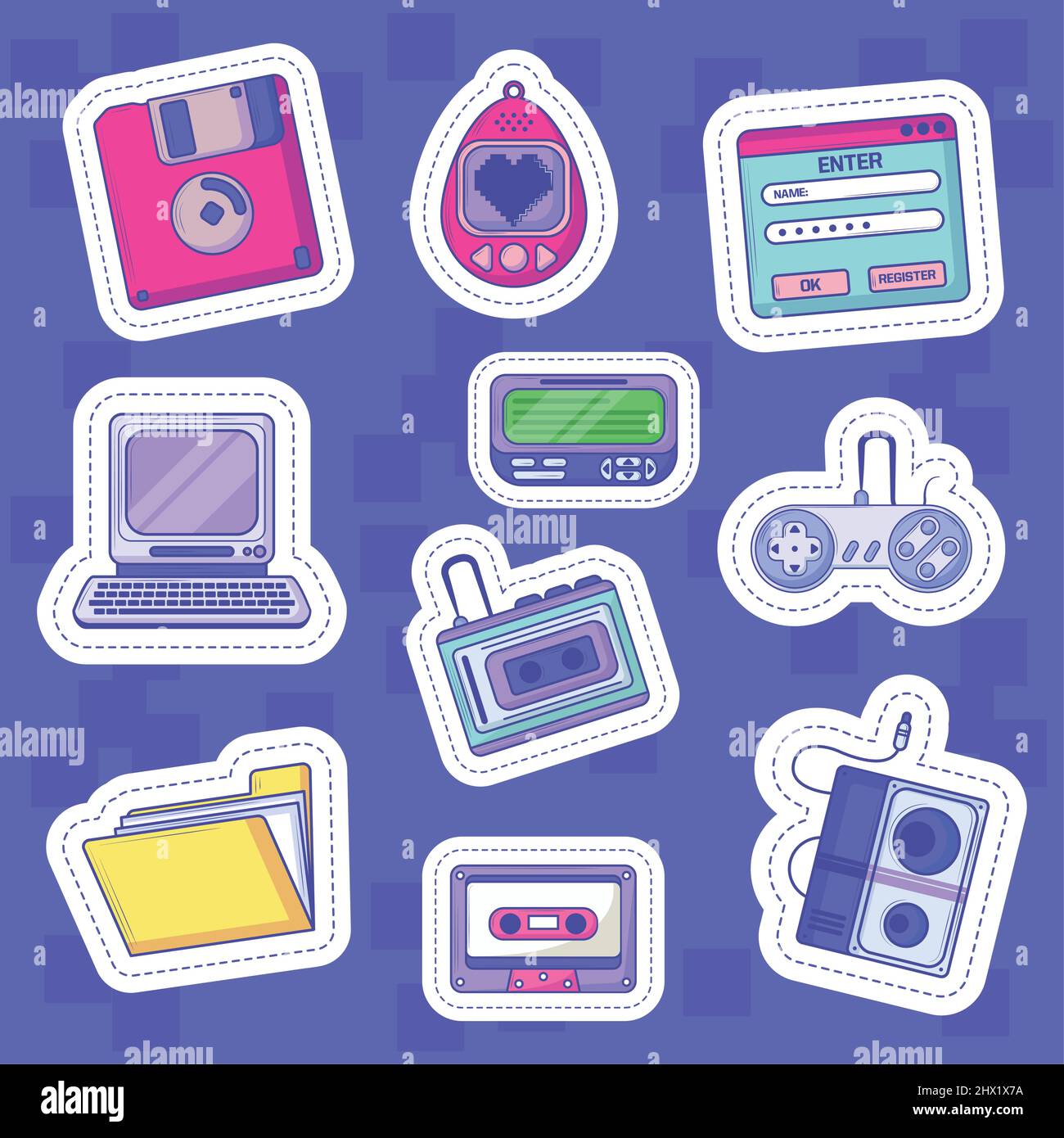 retro tech sticker icons Stock Vector Image & Art - Alamy