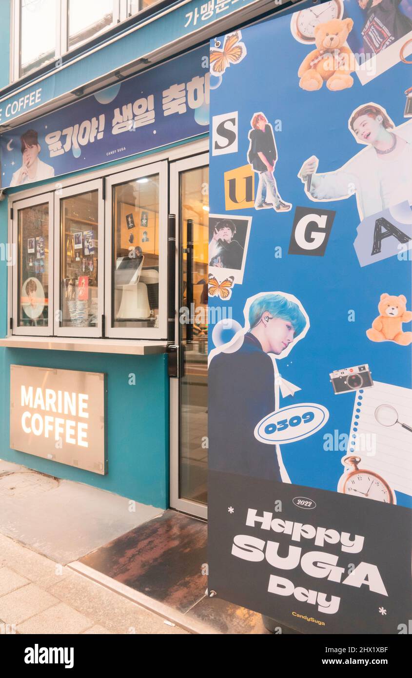 BTS member Suga's birthday, Mar 7, 2022 : A cafe decorated to celebrate ...