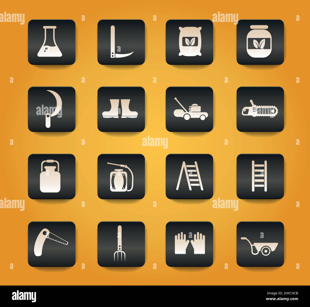 Garbage symbols on black buttons on yellow background Stock Vector ...