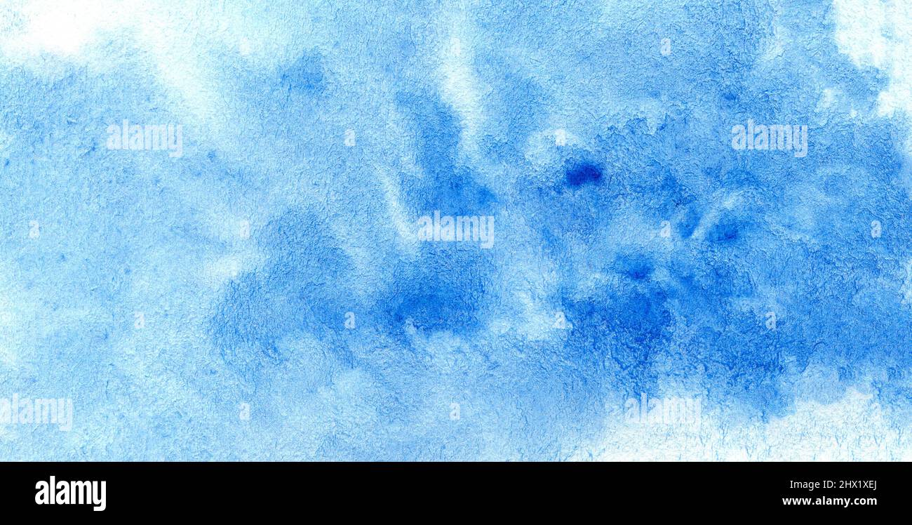Abstract blue watercolor canvas for text, logo. Hand drawn watercolor ...
