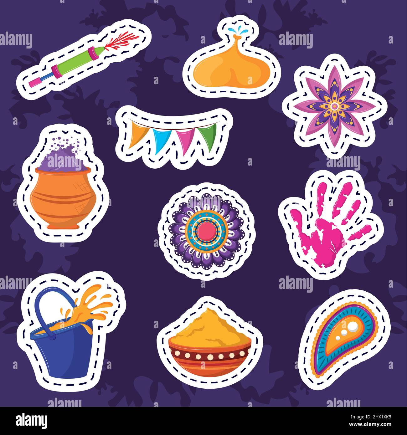 happy holi stickers Stock Vector Image & Art - Alamy