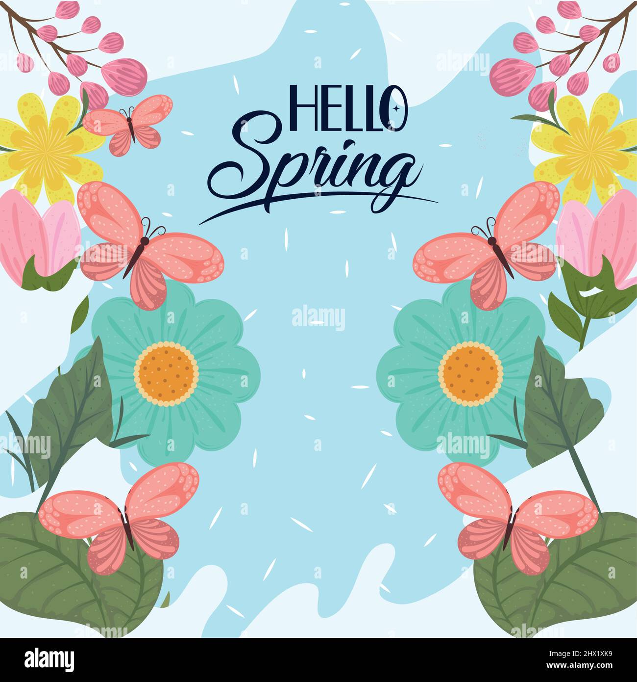 hello spring floral desing Stock Vector Image & Art - Alamy