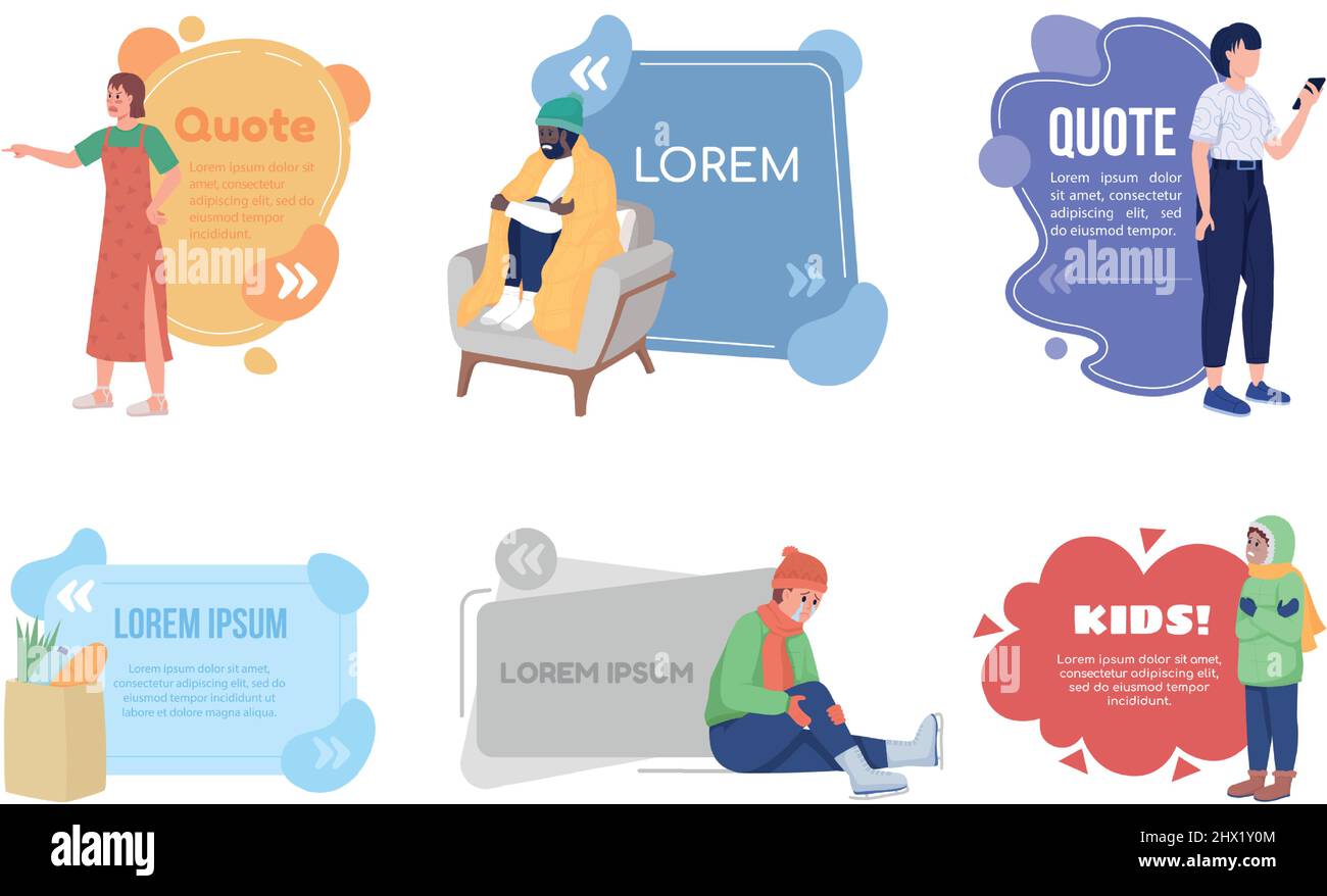 Life situations quote textbox with flat characters set Stock Vector ...