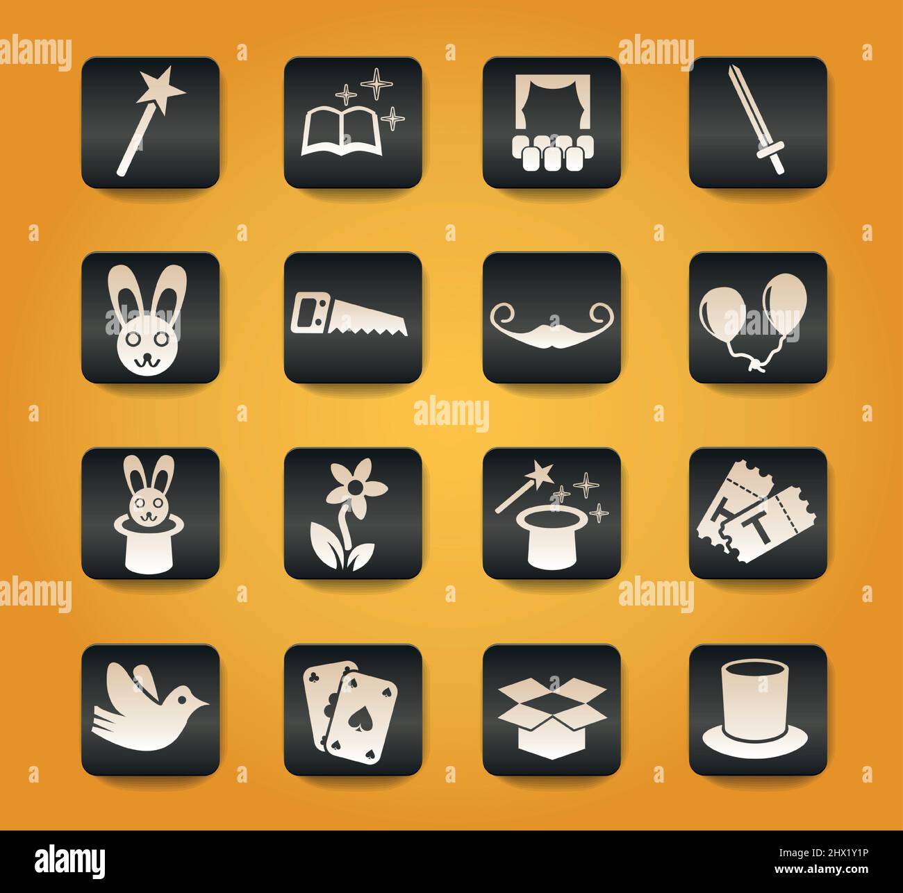 magic symbols on black buttons on yellow background Stock Vector Image ...