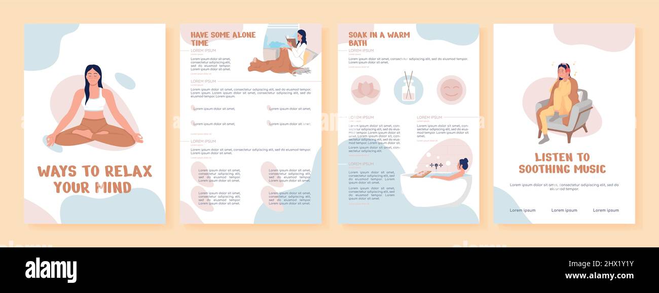 Ways to relax your mind flat vector brochure template Stock Vector ...