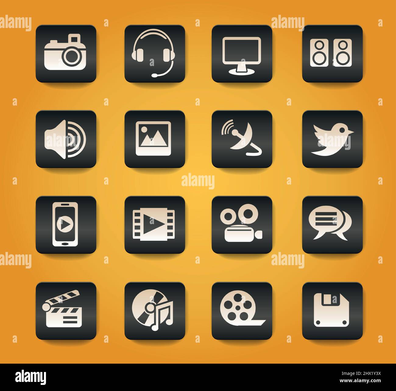 Media buttons microphone telephone Stock Vector Images - Alamy