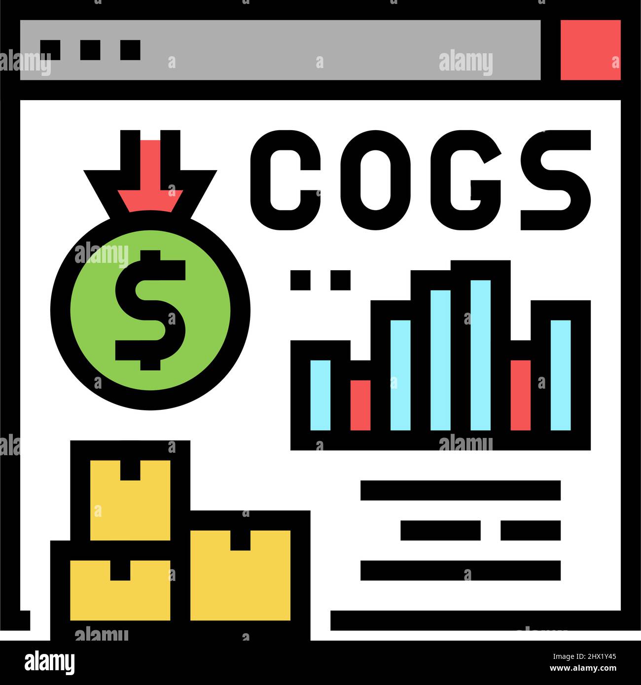 cost of goods sold cogs report color icon vector illustration Stock ...