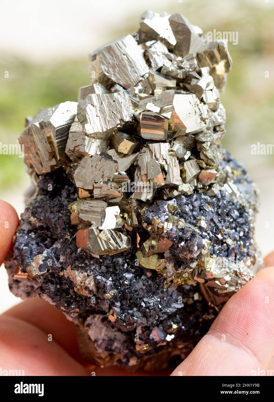pyrite mineral specimen stone rock geology gem crystal Stock Photo - Alamy