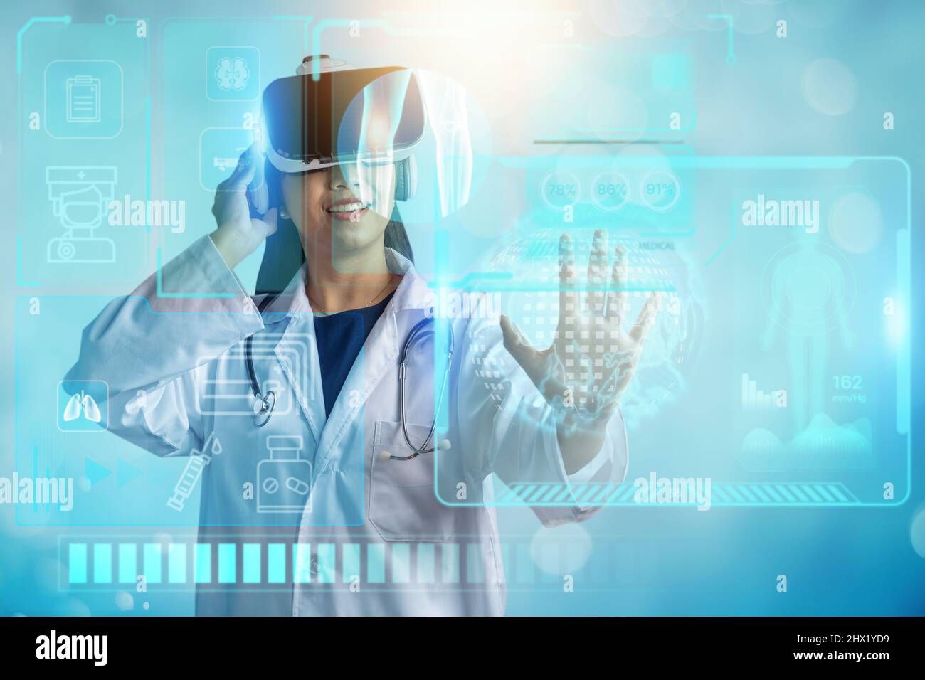 Digital medical health futuristic and global metaverse technology ...