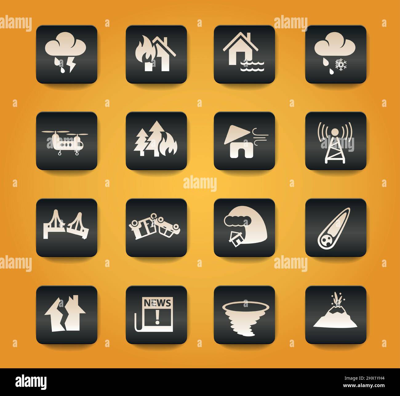 natural disasters web icons for user interface design Stock Vector ...
