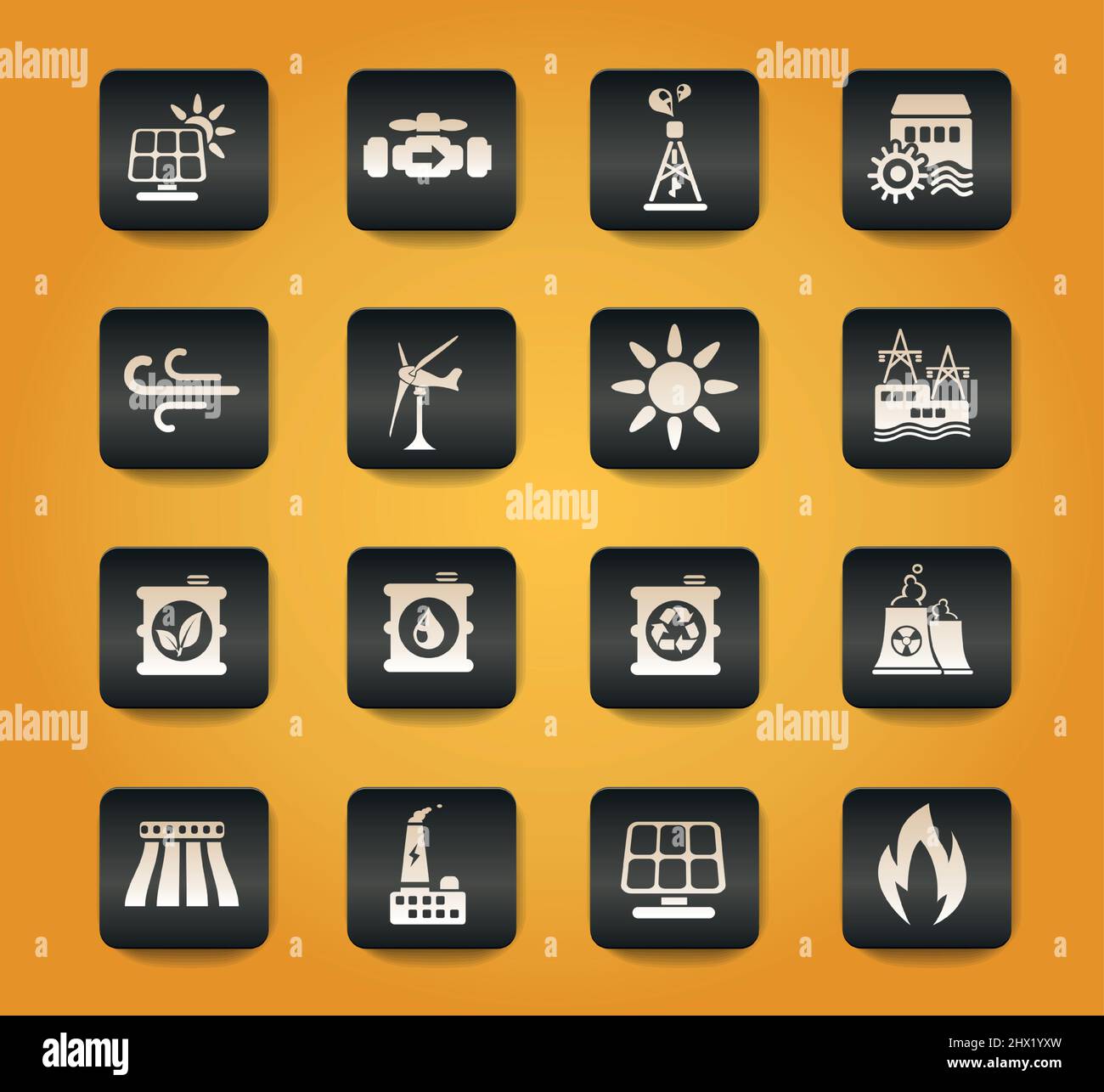 Power generation industry icons for user interface design Stock Vector ...