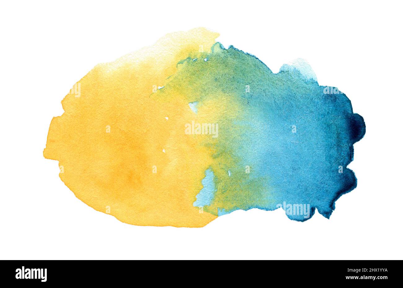 Abstract gradient blue and yellow watercolor on white background Stock ...