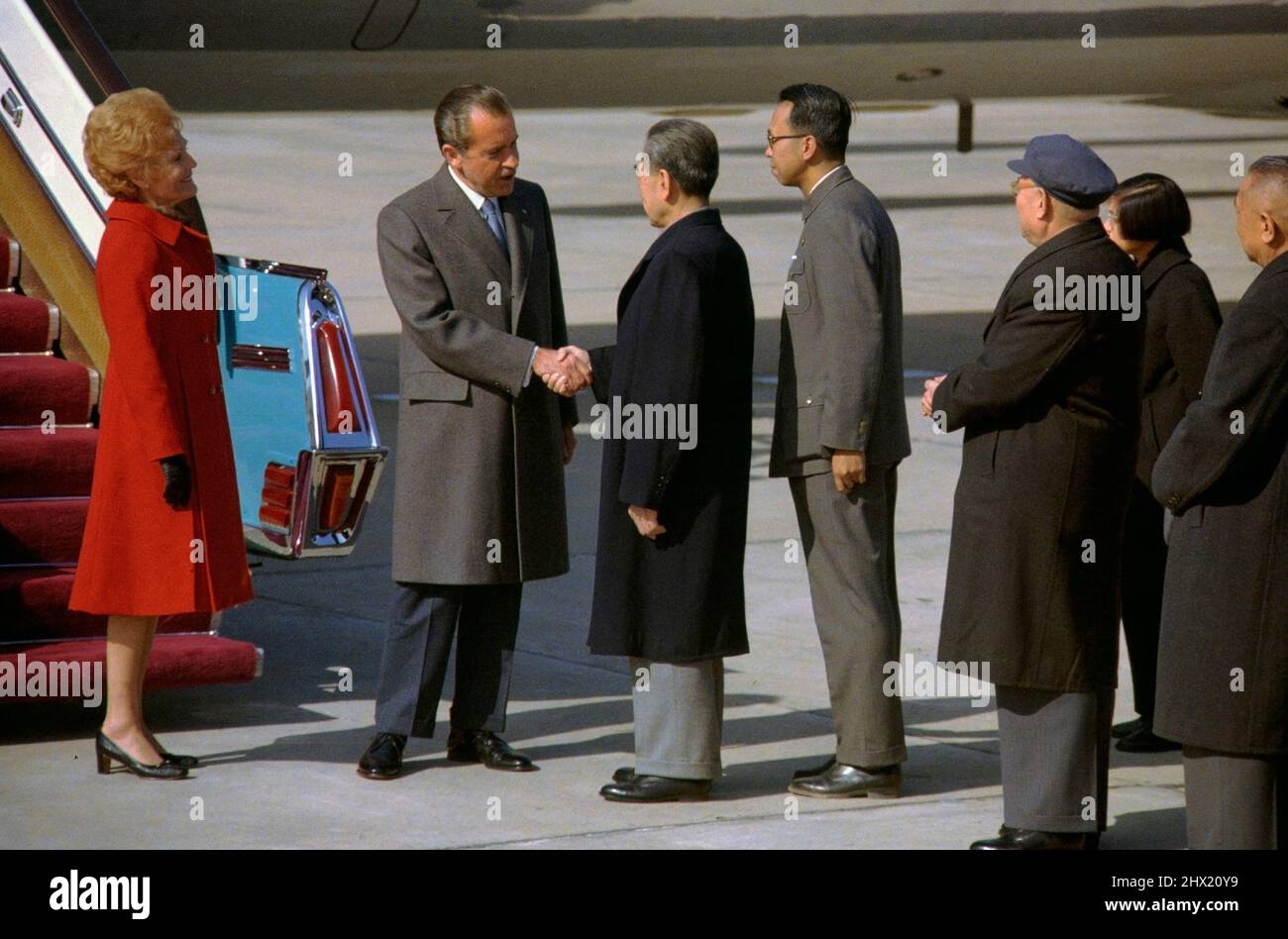 BEIJING, CHINA - 21 February 1972 - US President Nixon shaking hands ...
