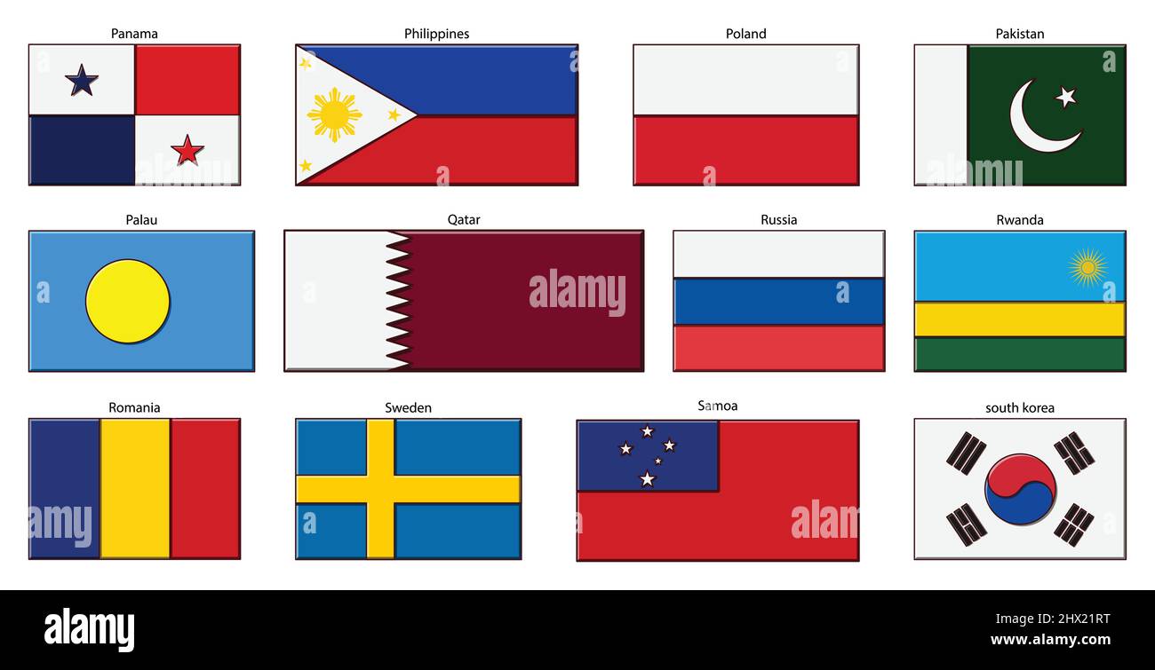 Flag set isolated on white background vector image Stock Vector Image ...