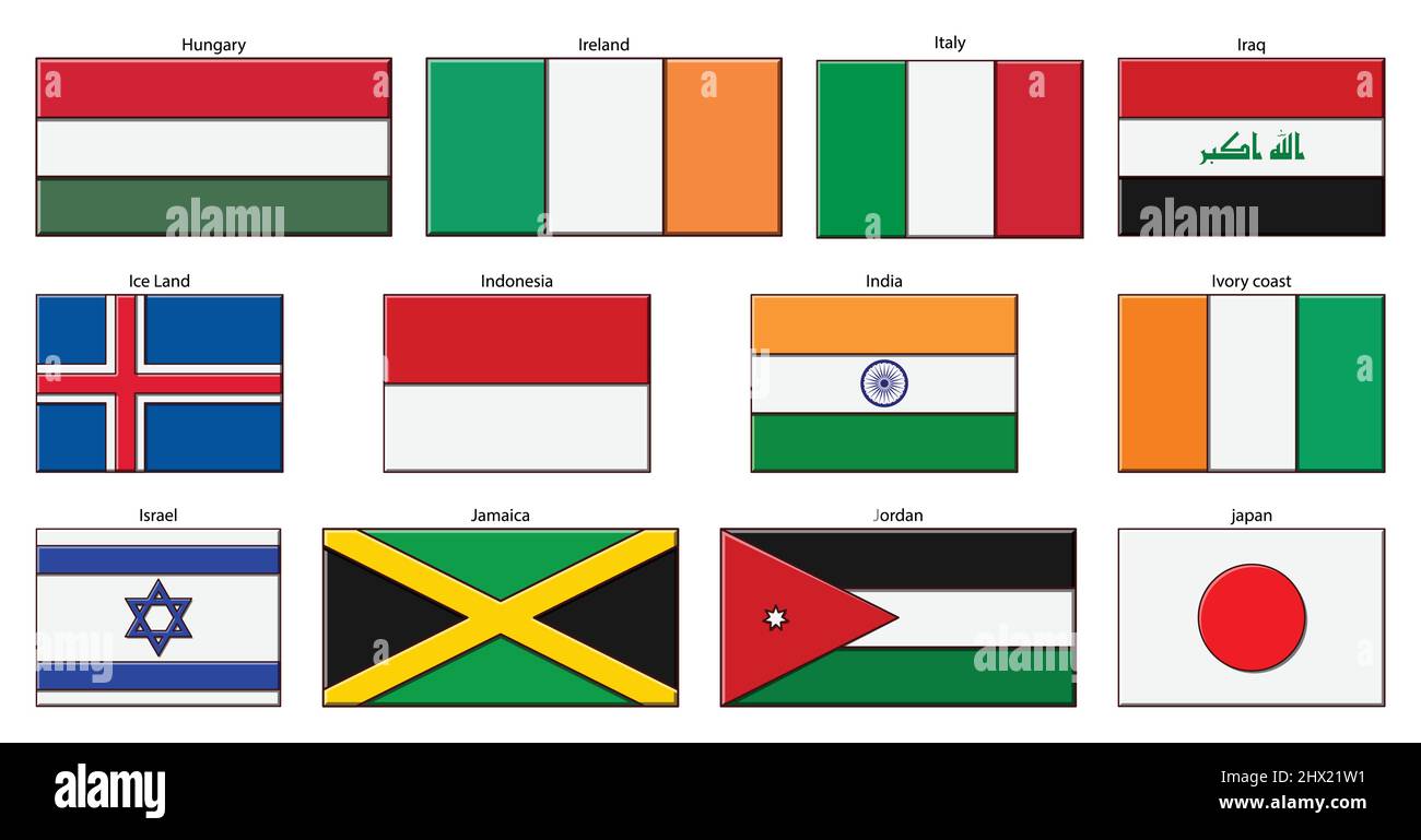 Flag set isolated on white background vector image Stock Vector Image ...