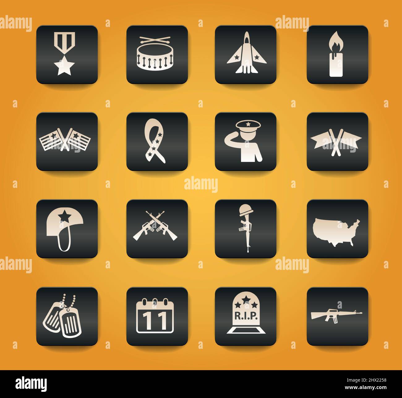 veterans day vector icons for web and user interface design Stock ...