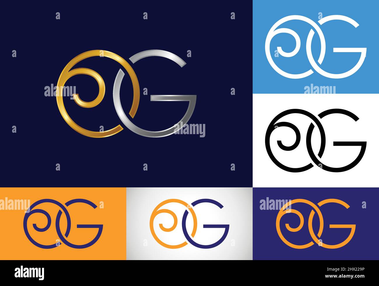 Initial Letter O G Logo Design Vector. Graphic Alphabet Symbol For ...