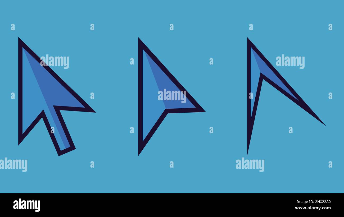 Stylish mouse cursor set isolated on blue background vector image Stock ...