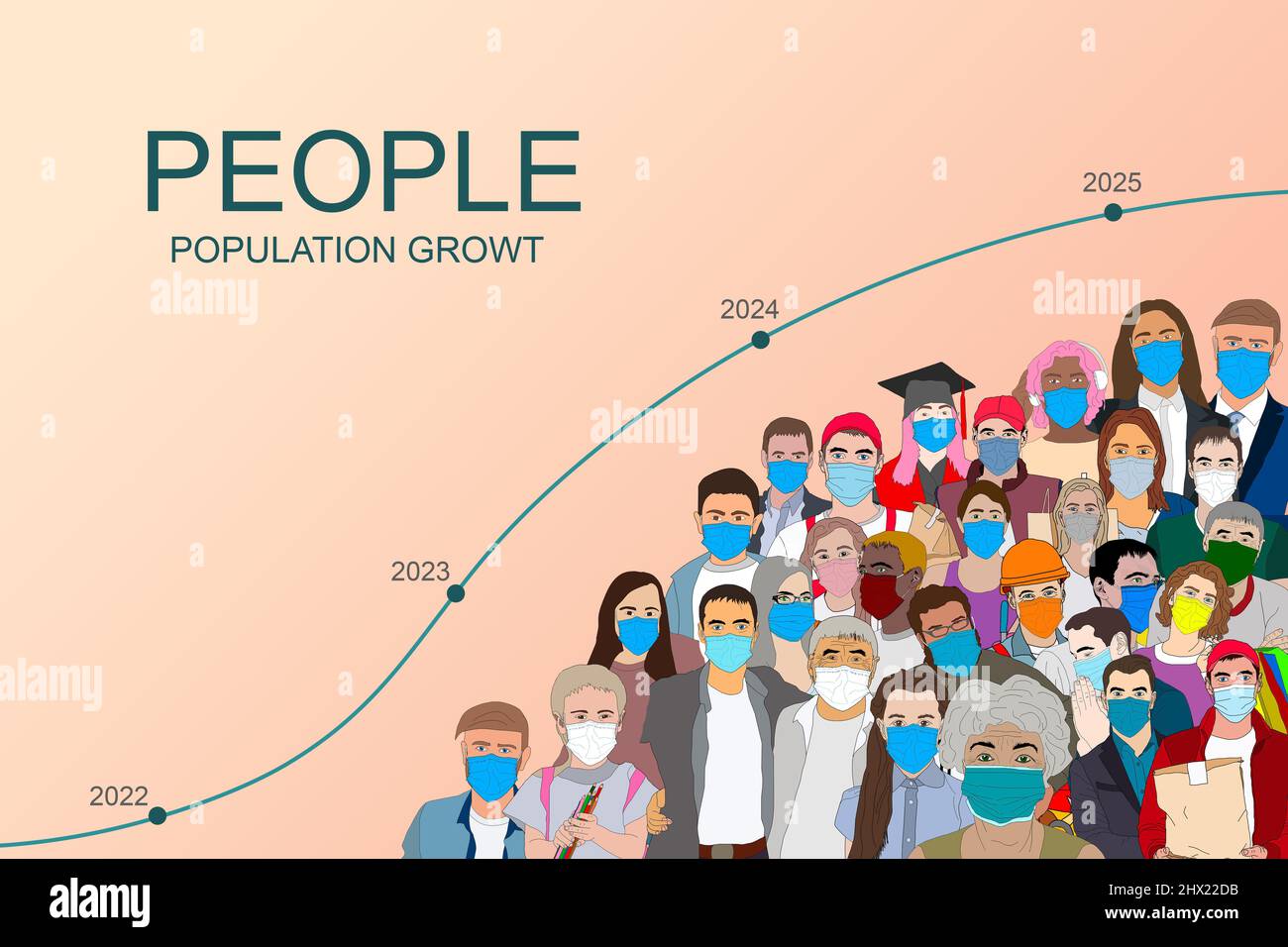 Large group of people in the shape of a grossing arrow. Way to success ...