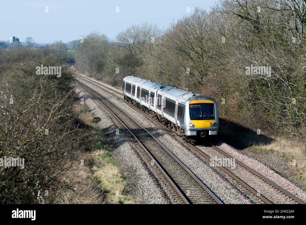 Chiltern Railways class 168 diesel train at Shrewley, Warwickshire, UK ...