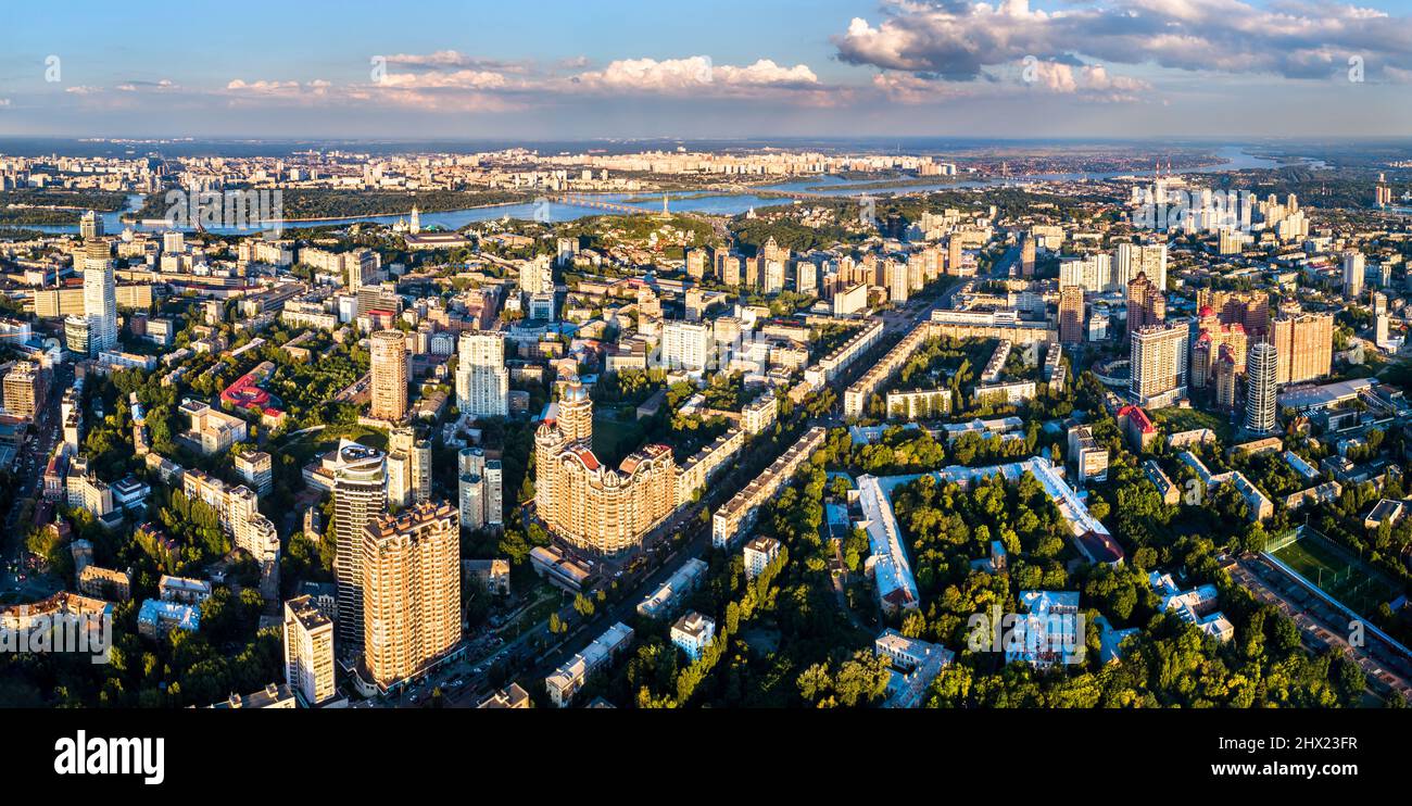 Aerial view of Pechersk, a central neighborhood of Kiev, Ukraine Stock ...
