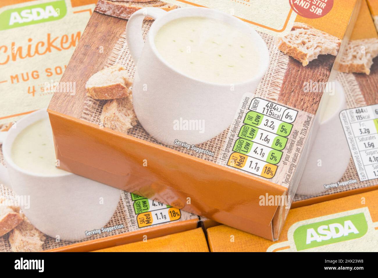 Close-up shot food nutrition / dietary traffic light label on packet of ...