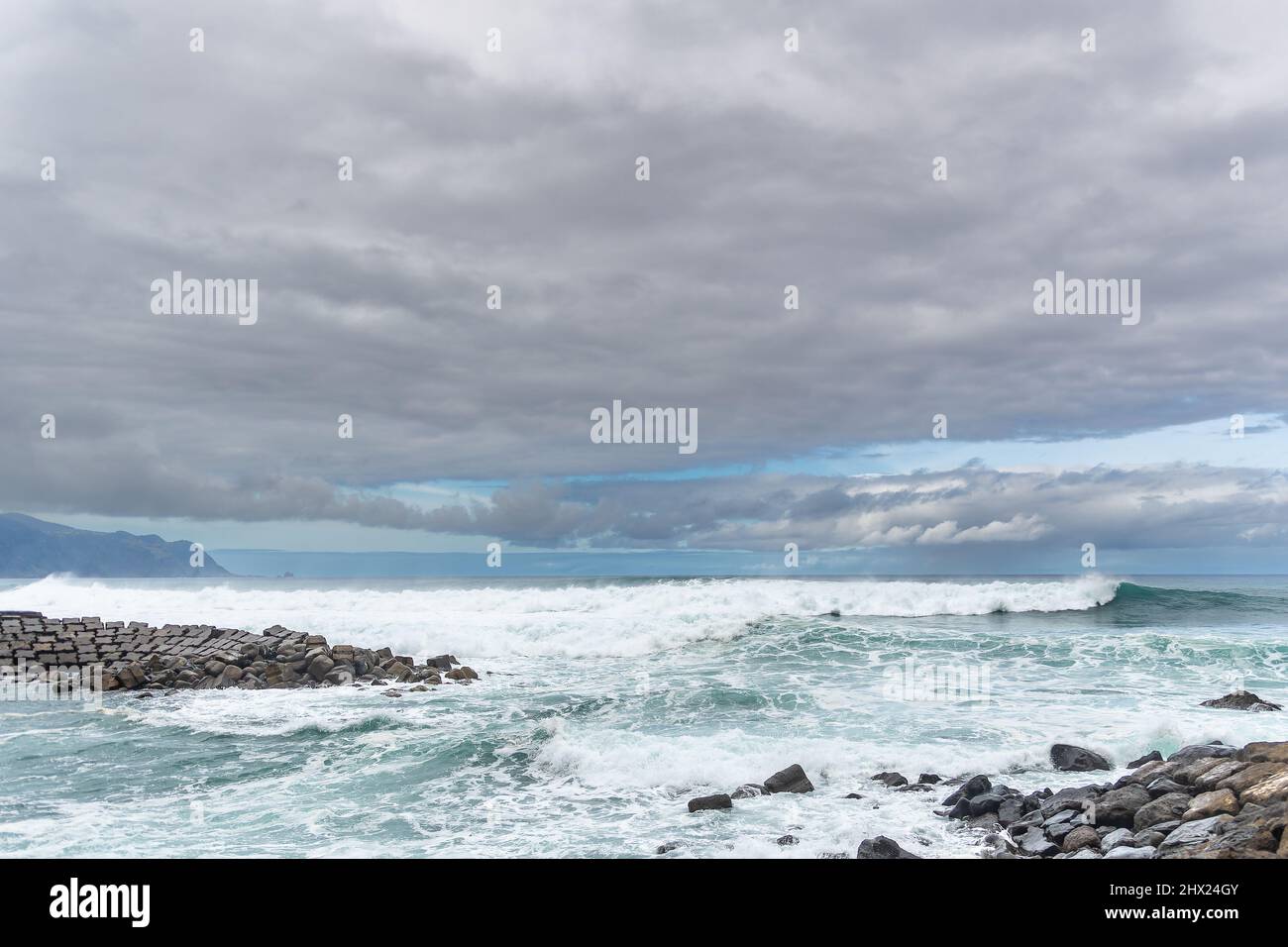 waves on coast in Madeira Island Stock Photo - Alamy