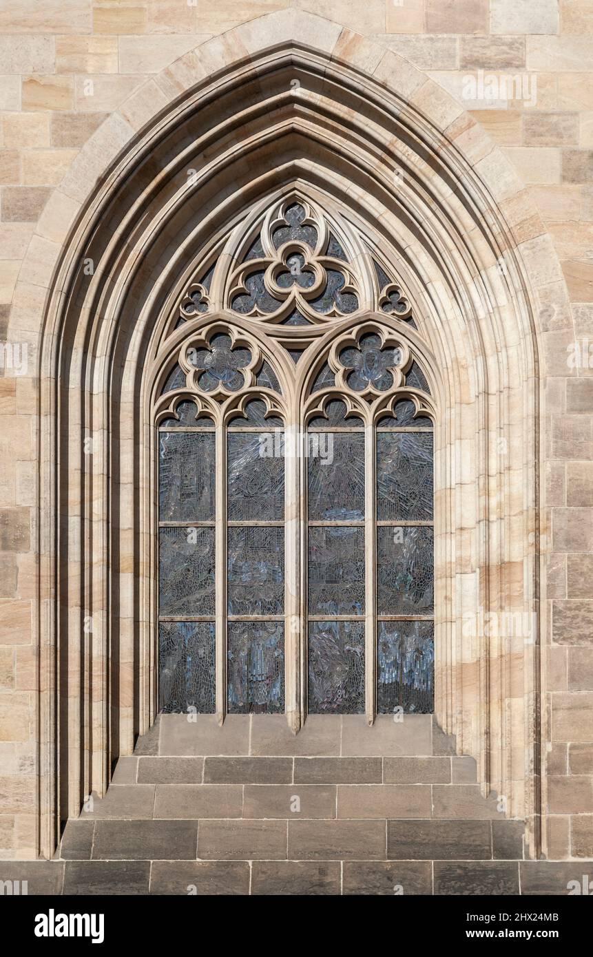 Window of St. Vitus cathedral in Prague Stock Photo - Alamy